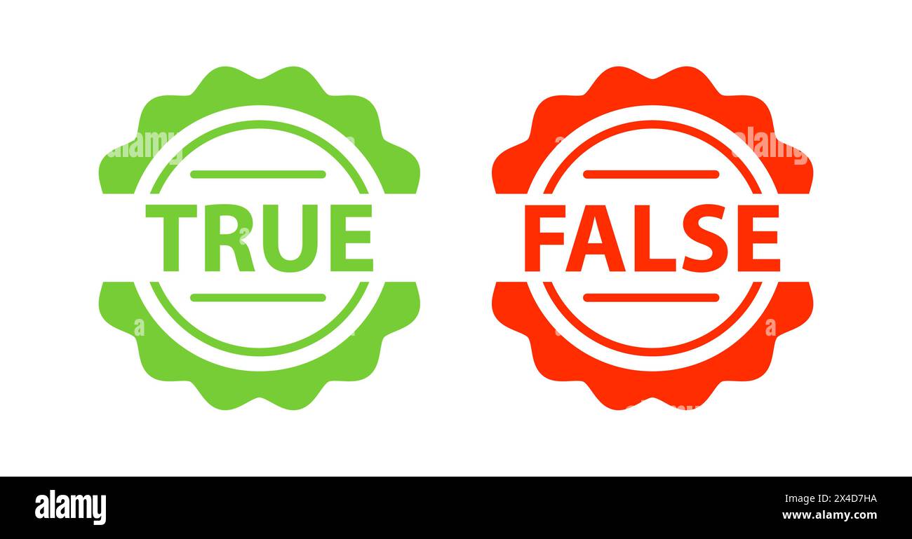 True or false signs, label. Two green and red stickers Stock Vector ...