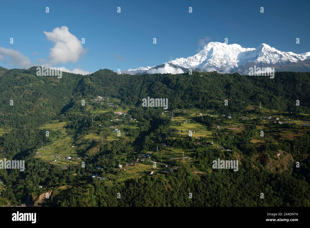 Asia, Nepal. Hillside villages and Annapurna Range Stock Photo - Alamy
