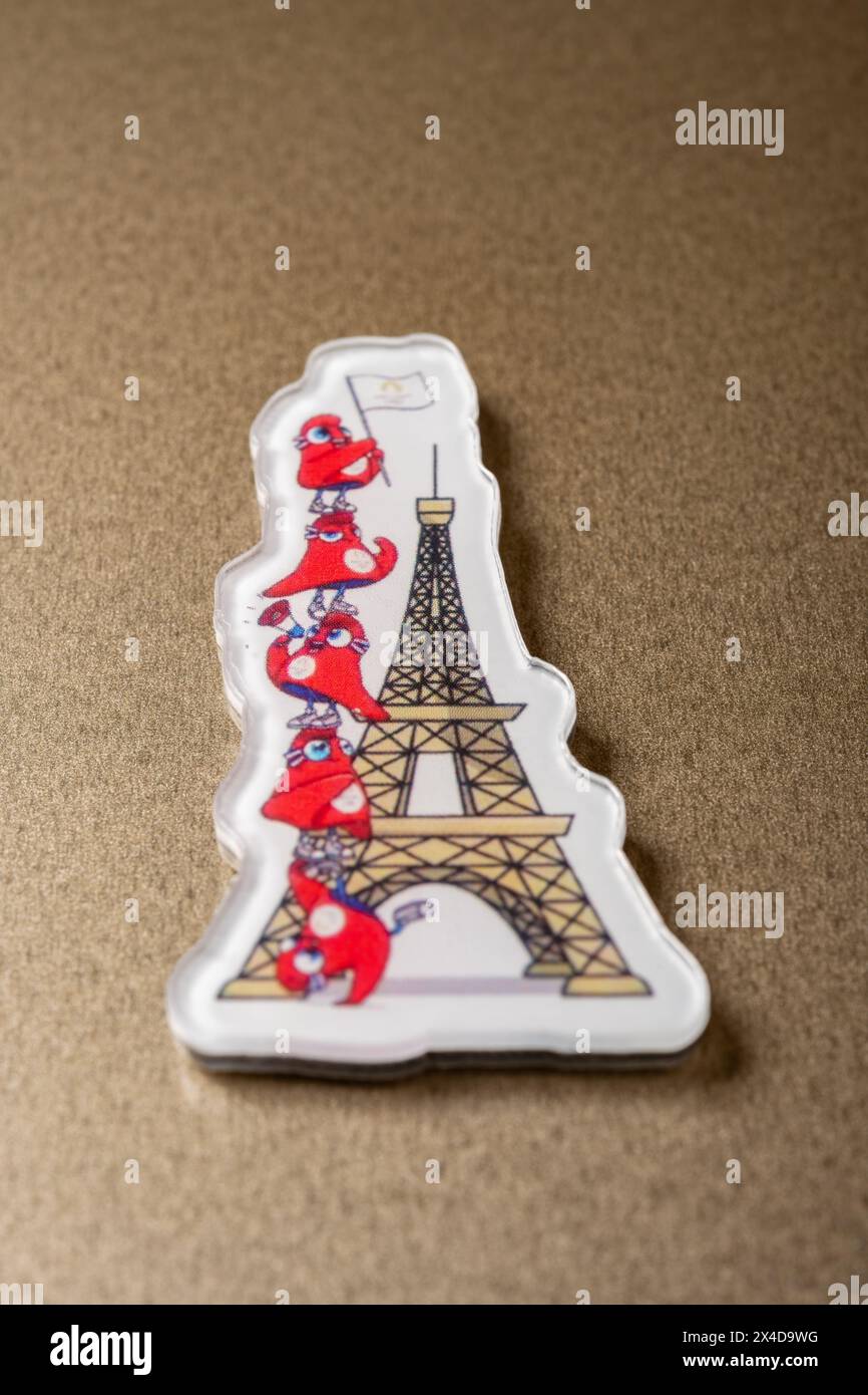 ZHONGSHAN China-April 28 2024: angle view refrigerator magnet with 2024 ...