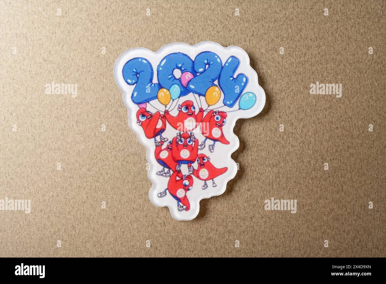 ZHONGSHAN China-April 28 2024: top view refrigerator magnet with 2024 ...