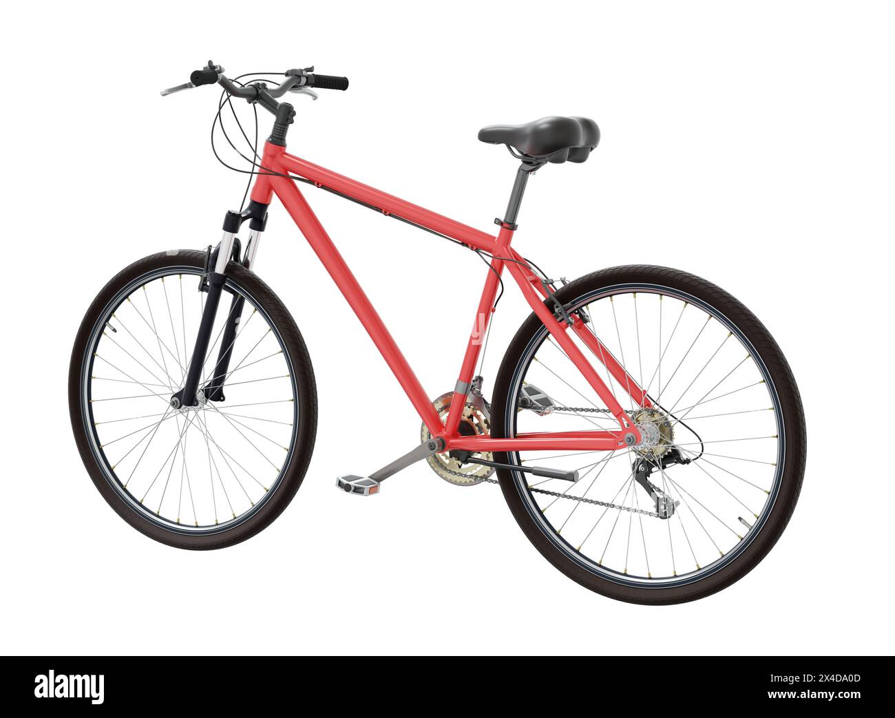 Red bicycle, side back view isolated on white background, 3D ...