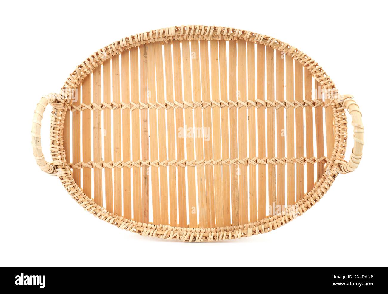 One empty wicker bread basket isolated on white, top view Stock Photo ...