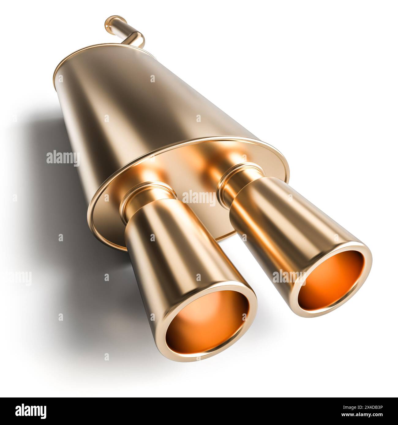 gold car muffler isolated on white background 3d render Stock Photo - Alamy