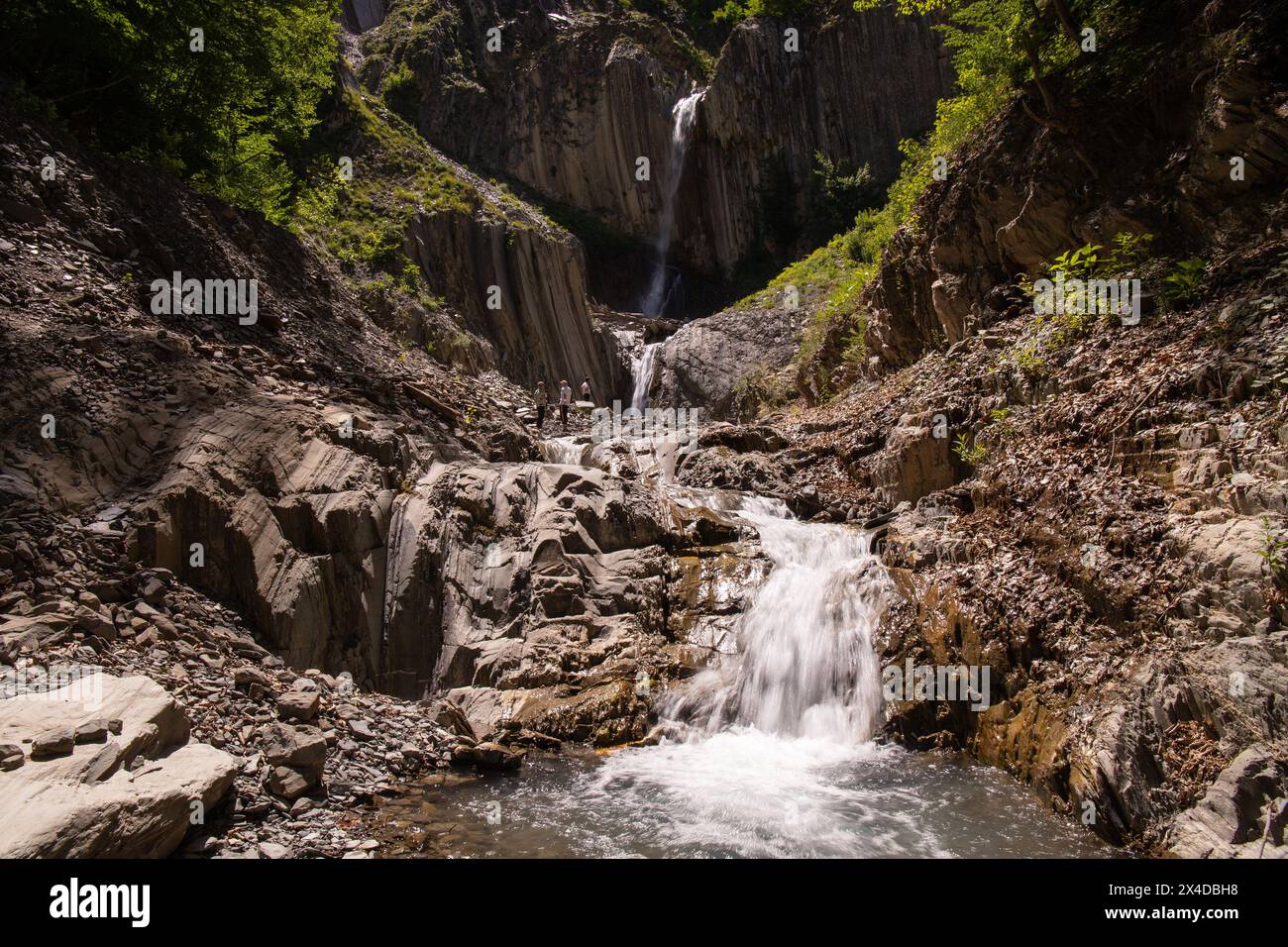 Beautiful waterfall Ziyvya in the mountains. Laza village. Gabala ...