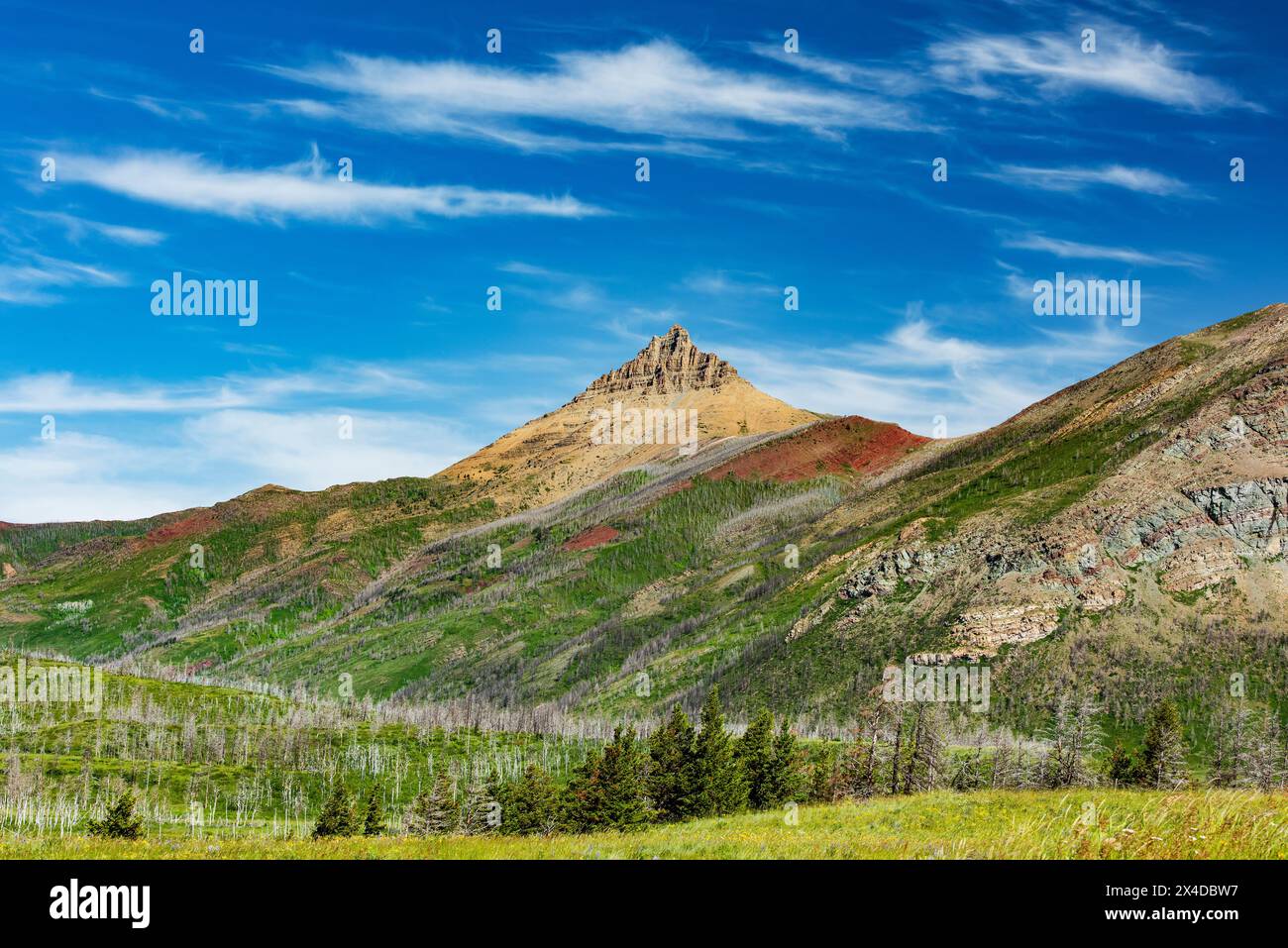 Canada, Alberta, Waterton Lakes National Park. Mountain and valley ...