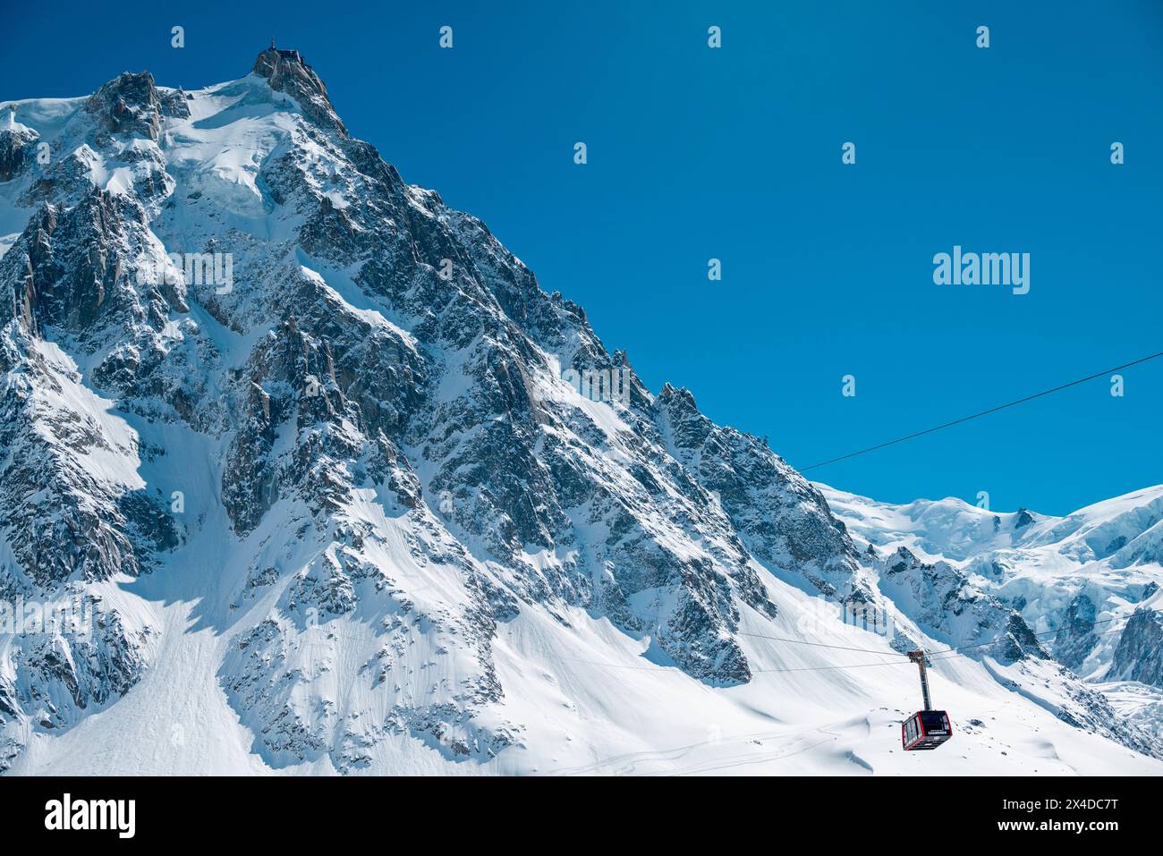 Cabin of the Aiguille du Midi cable car seen from the intermediate ...