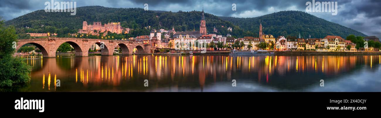 Panorama of the old town of Heidelberg, Germany, showing the "Old ...