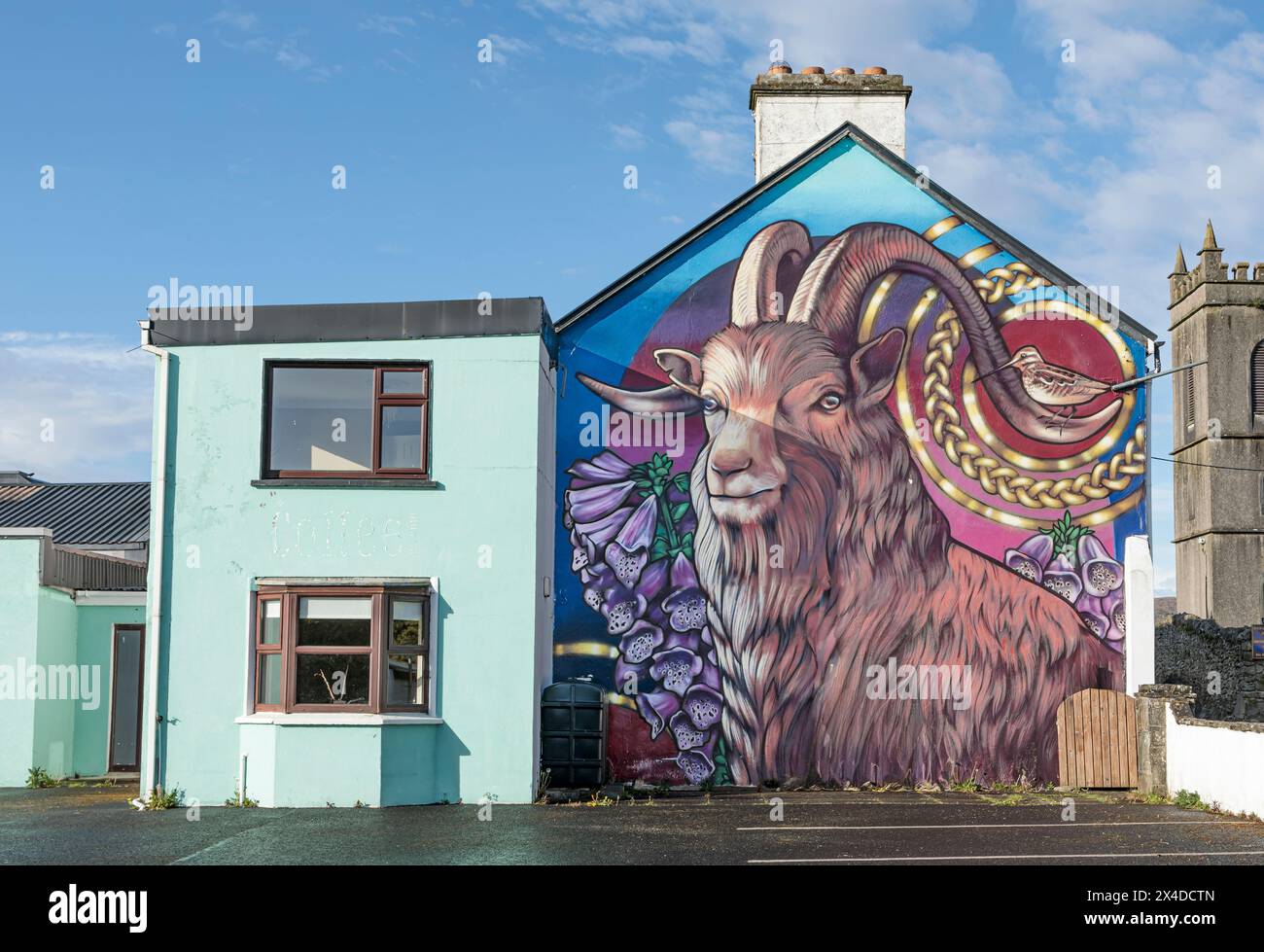 Foaxford, Co.Mayo, Ireland - April 30th 2024 - Wall mural on a gable ...