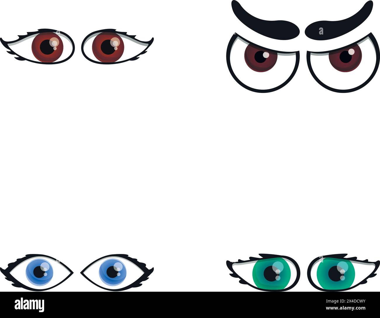 Eye emotion icons set cartoon vector. Cartoon eye expressing different ...