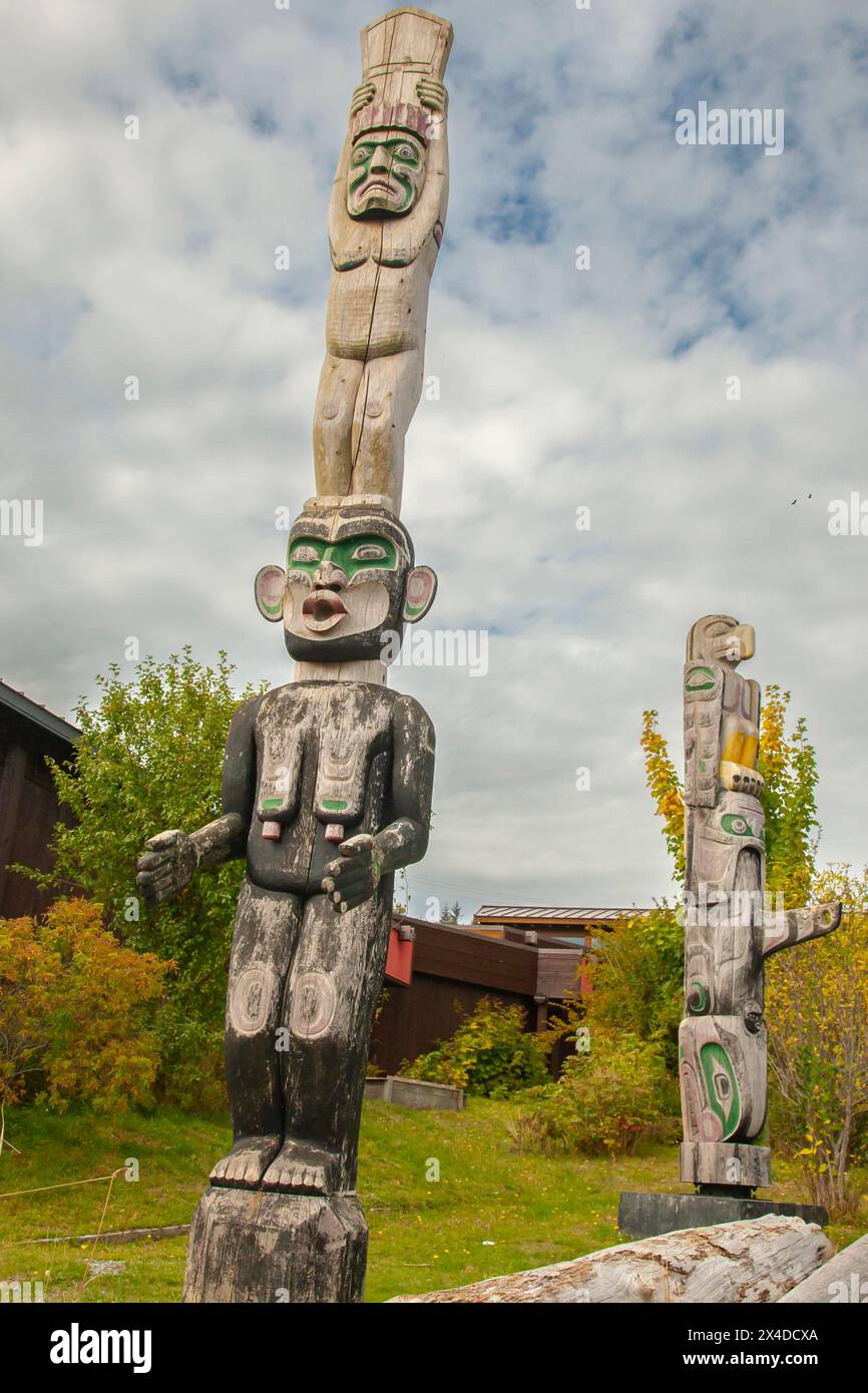 Canada, British Columbia, Inside Passage. Alert Bay totem poles ...