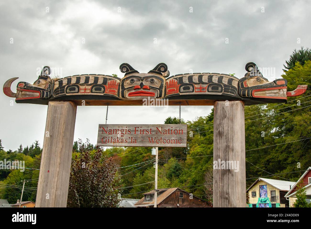 Canada, British Columbia, Inside Passage. Namgis First Nation welcome ...