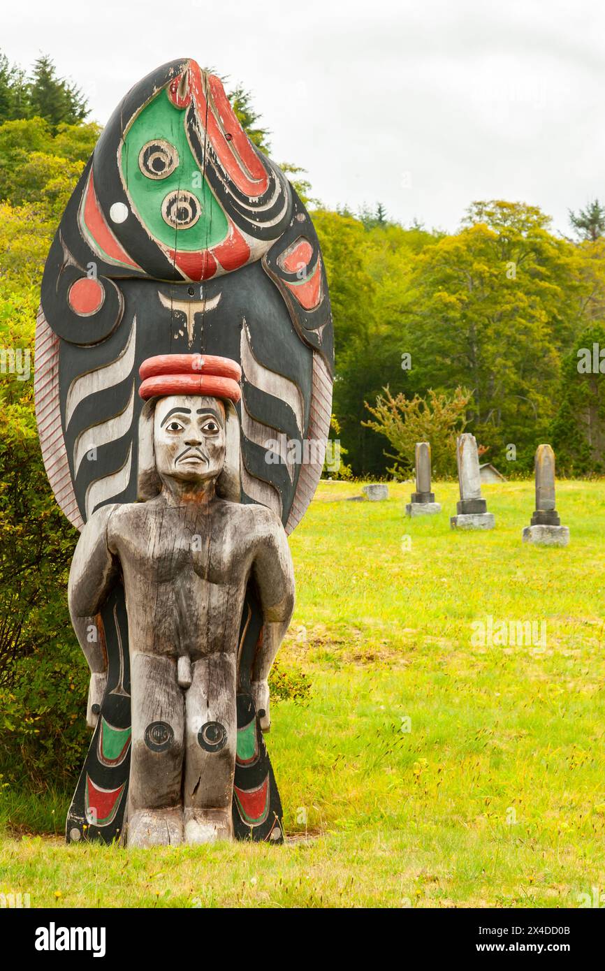 Canada, British Columbia, Inside Passage. Totems in Alert Bay's Namgis ...