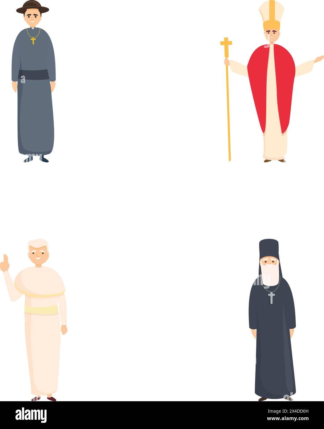 Religion leader icons set cartoon vector. Various religious church ...