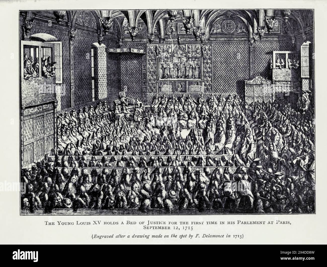 King Louis XV holds a Bed of Justice in his parliamentat Paris ...