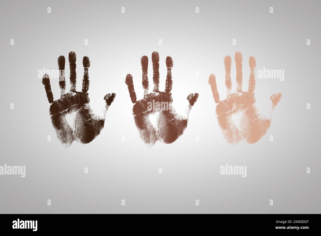 Handprint with different colors representing skin colors and ethnicity ...