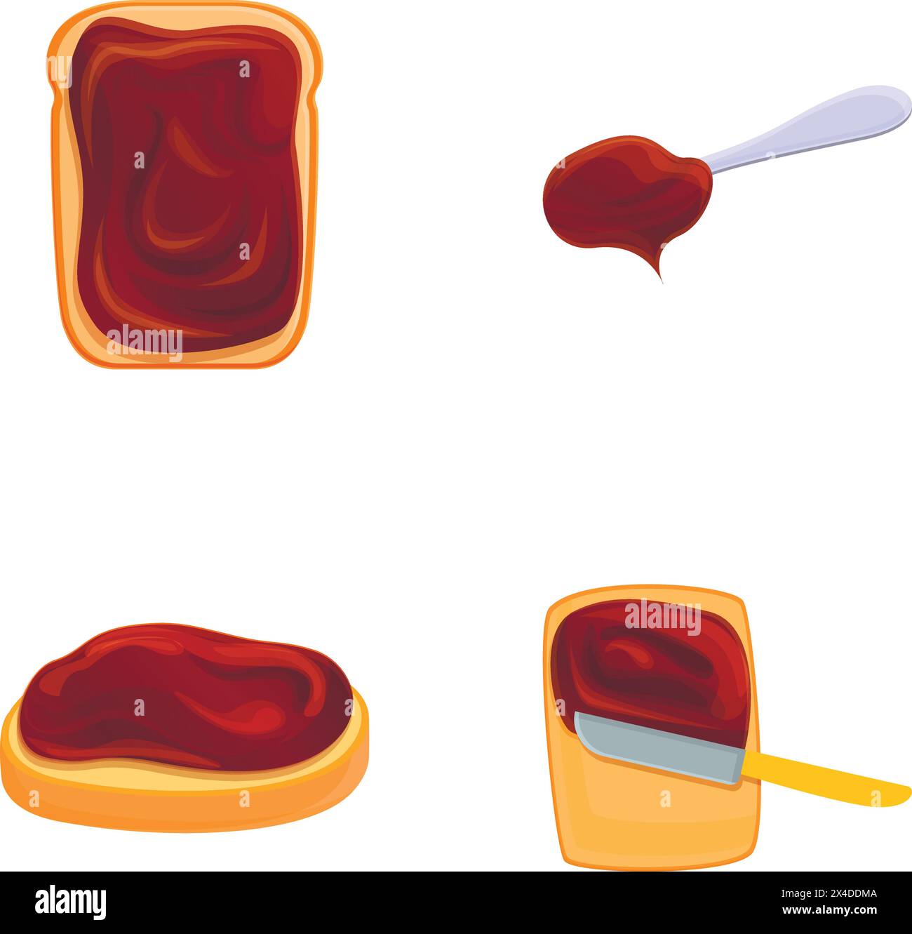 Chocolate sandwich icons set cartoon vector. Toasted bread with chocolate spread. Sweet ...