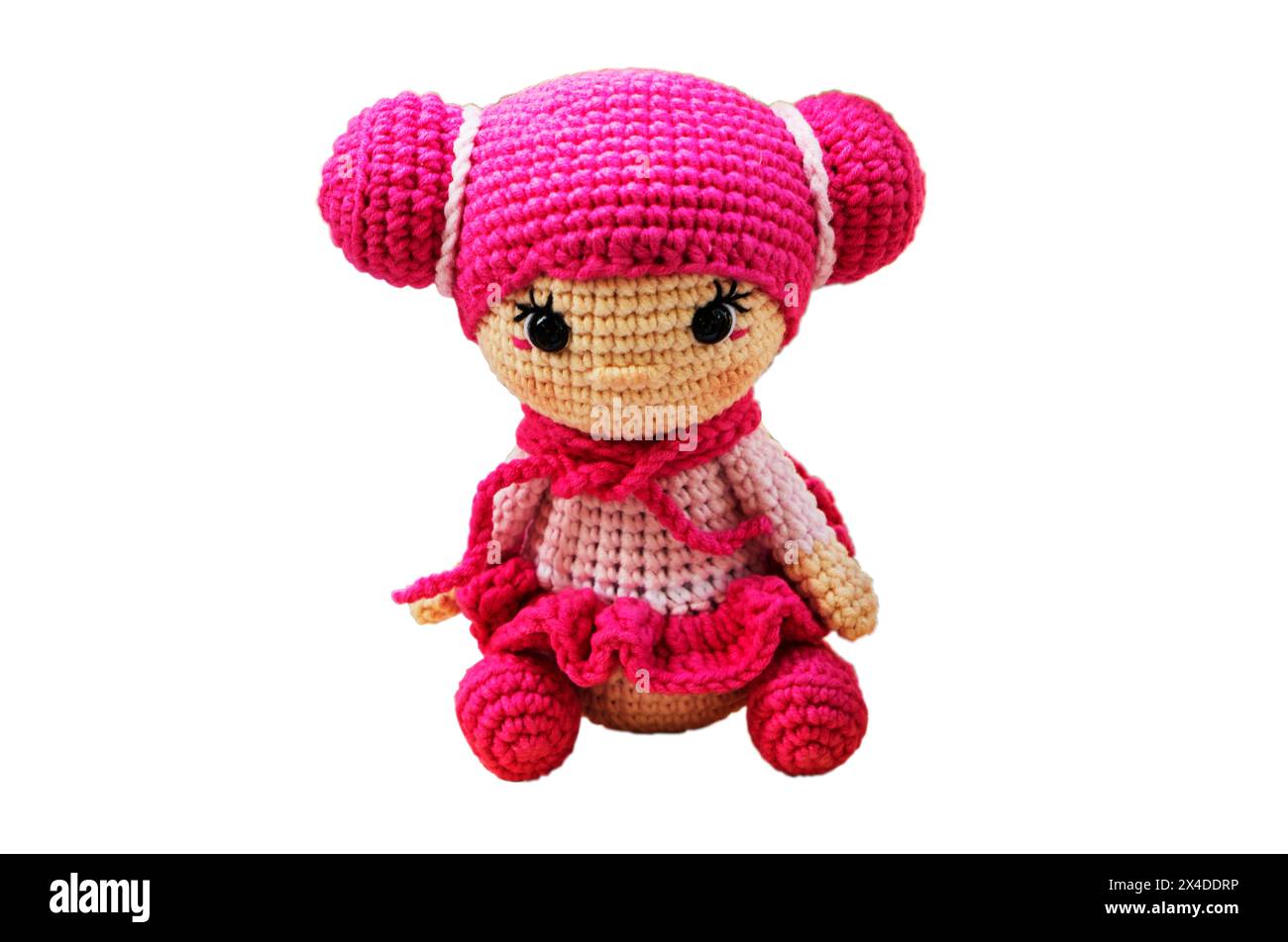 beautiful handmade rag doll girls on a white background Stock Photo - Alamy