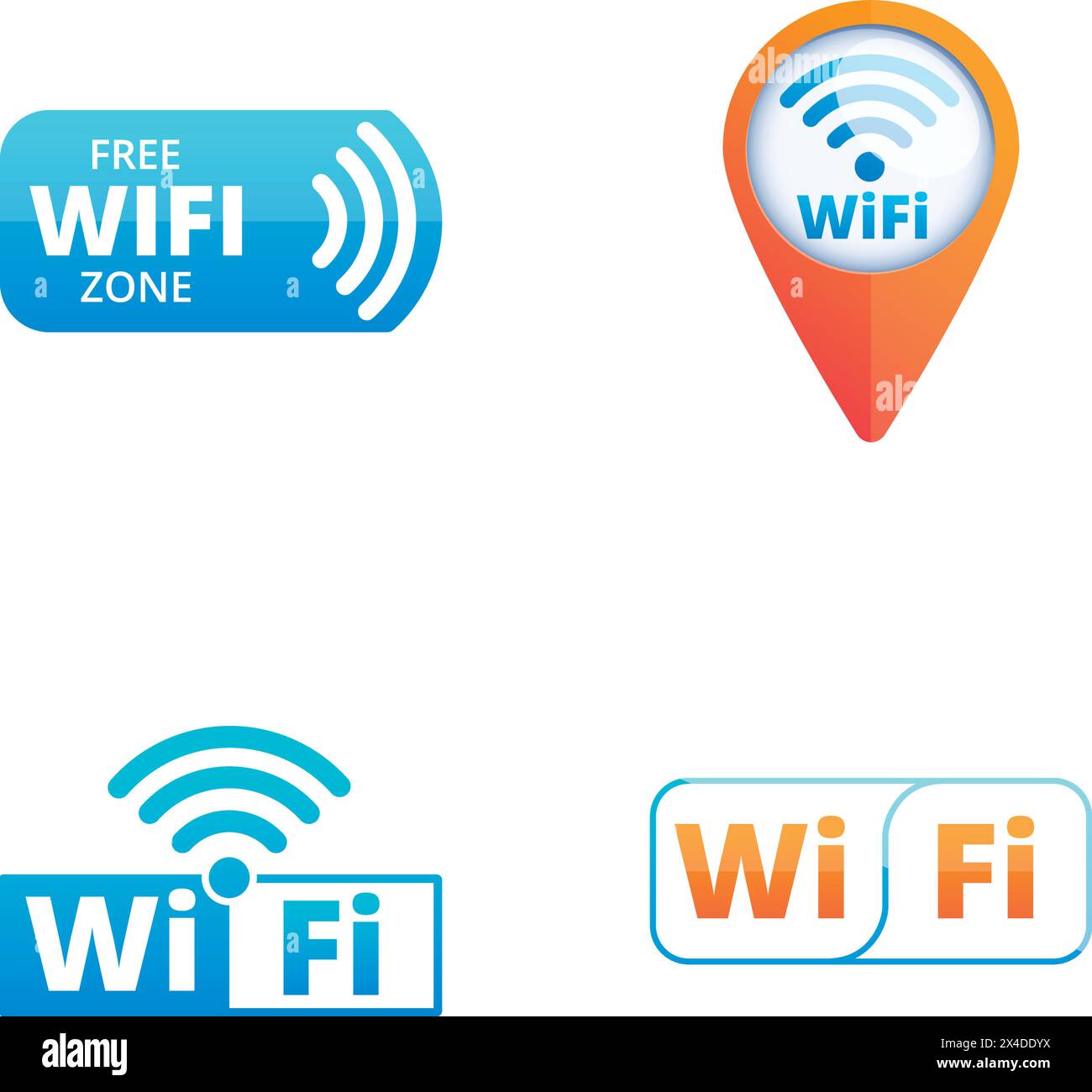 Free wifi icons set cartoon vector. Wireless and free wi fi hotspot. Internet technology Stock ...