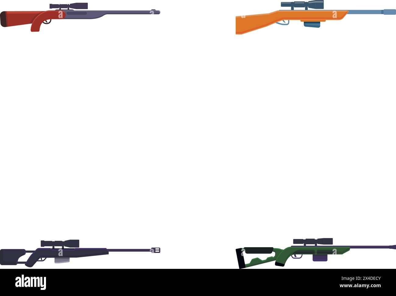 Sniper rifle icons set cartoon vector. Sniper firearm and hunter ...