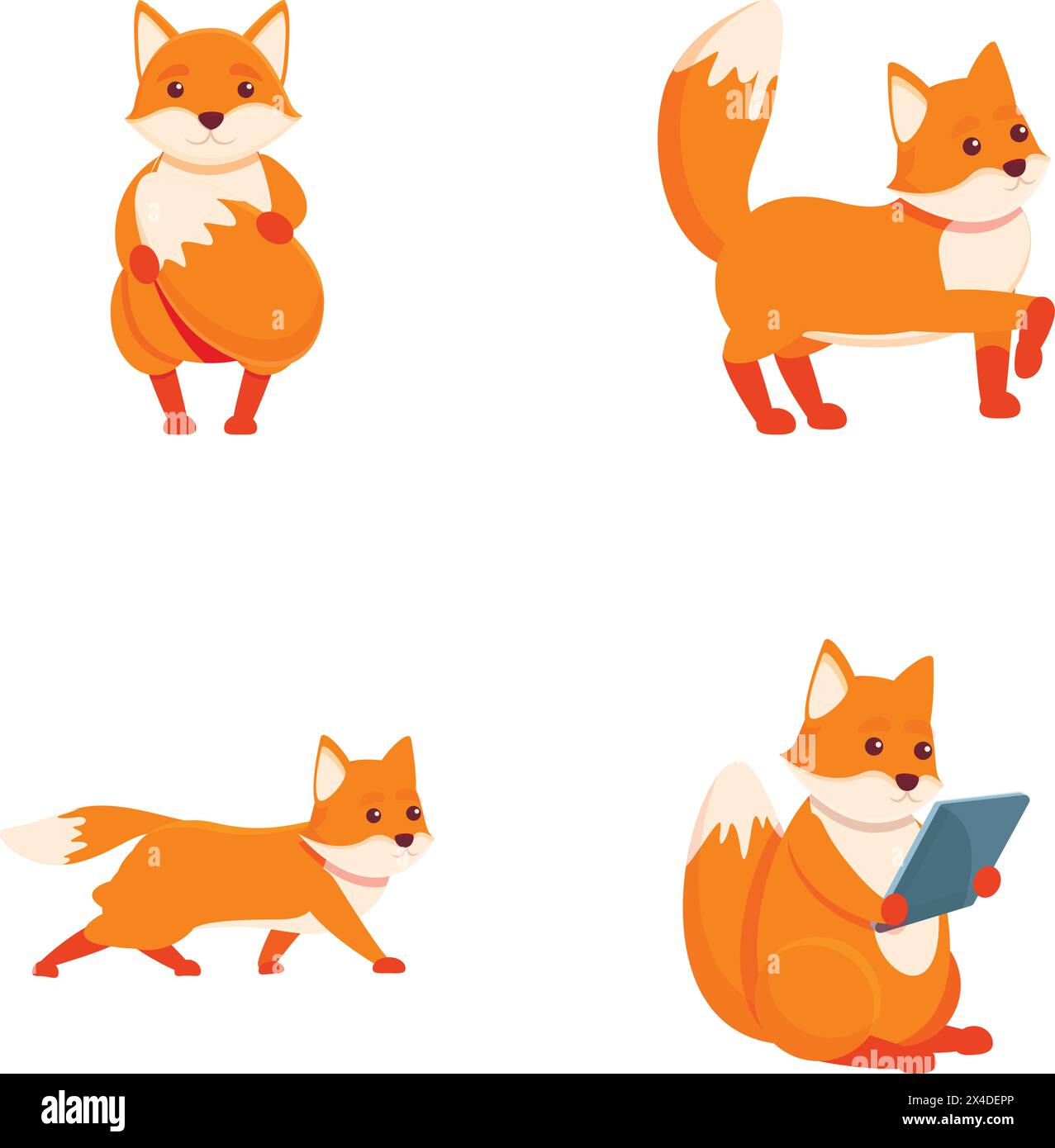 Funny fox icons set cartoon vector. Cute wild animal red fox. Cartoon ...
