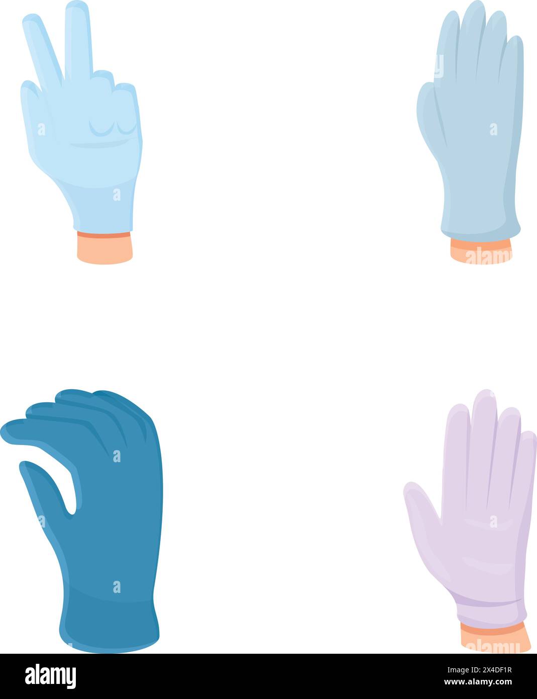 Medical glove icons set cartoon vector. Various protective rubber glove ...