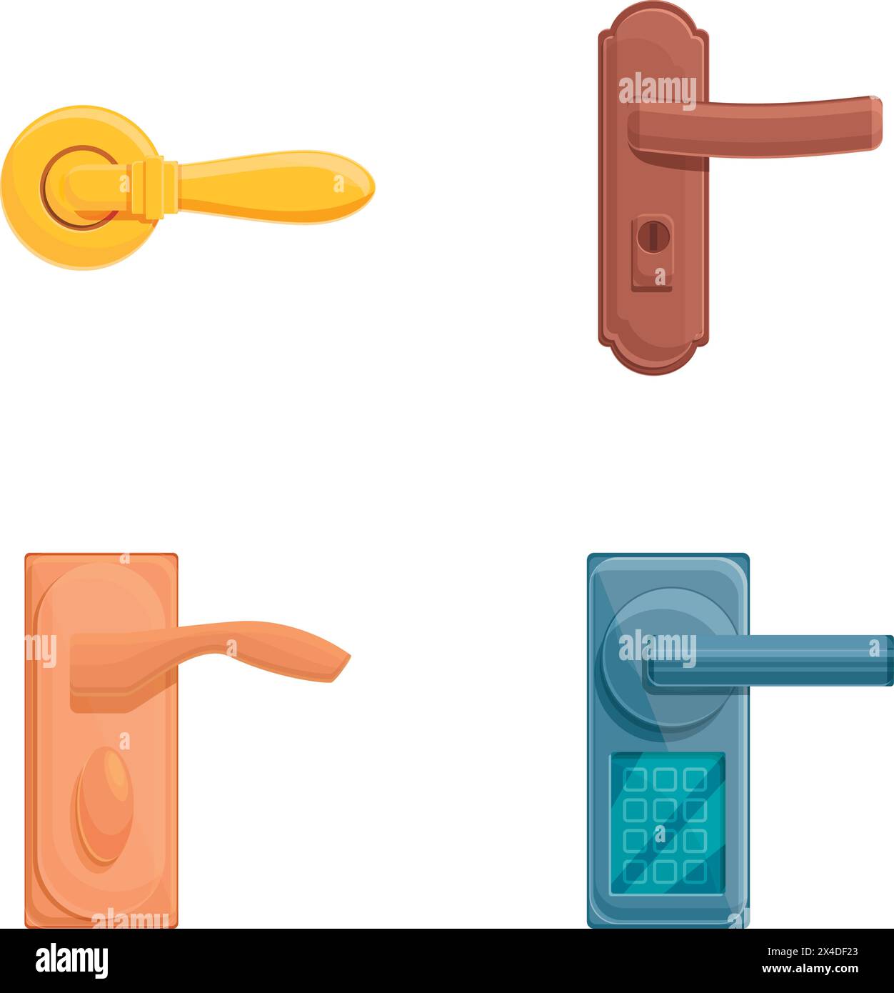 Door knob icons set cartoon vector. New handle for entrance and ...
