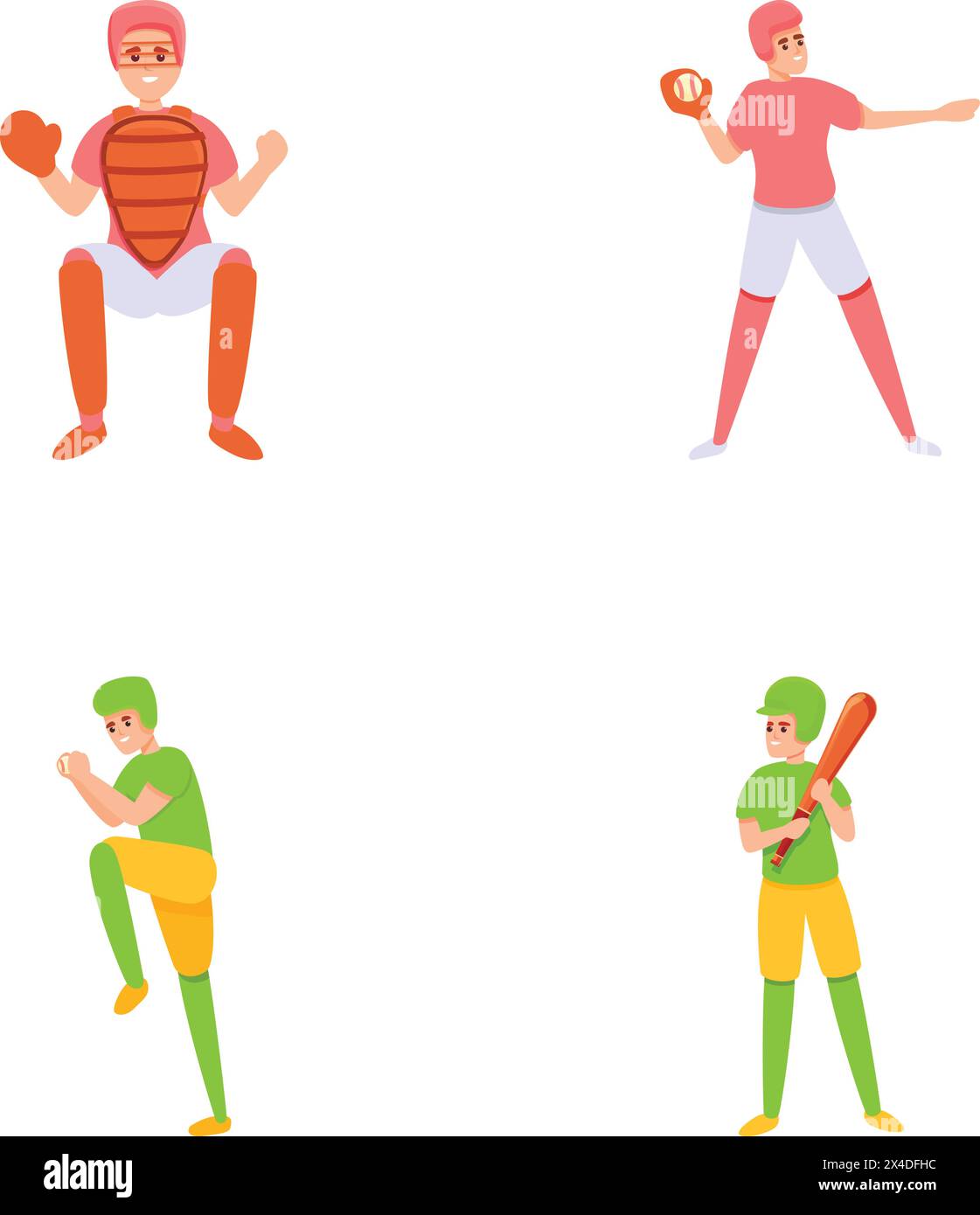 Baseball icons set cartoon vector. Various action of baseball player ...