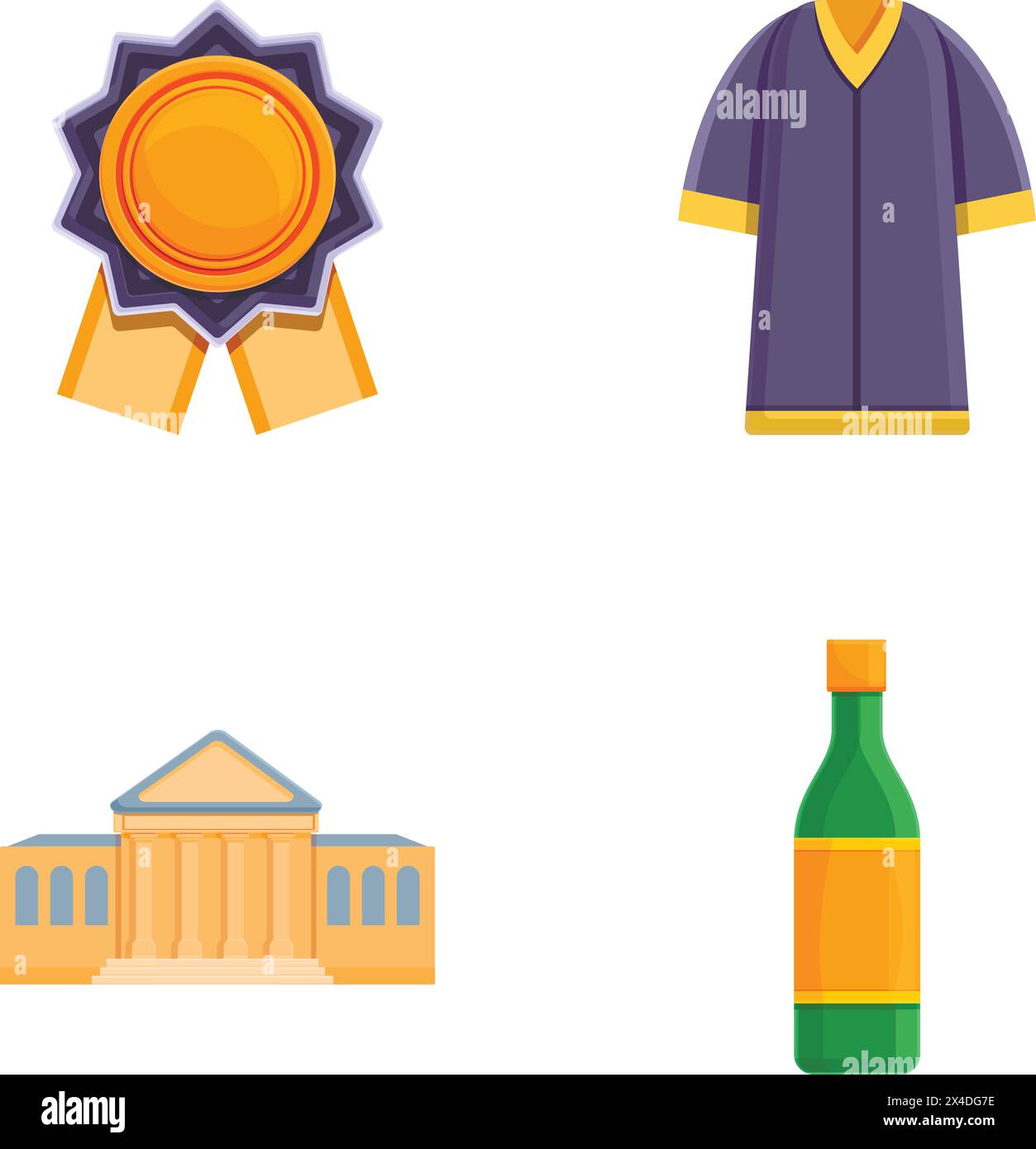 Graduation icons set cartoon vector. Attribute of educational process ...