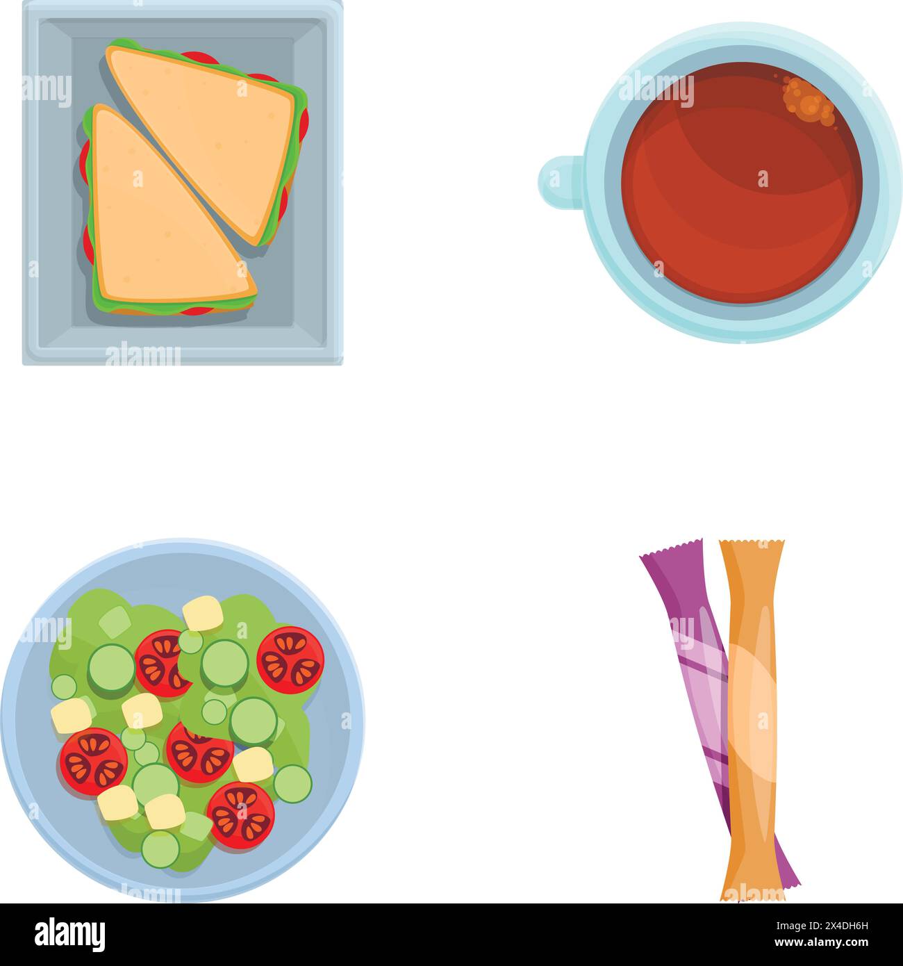 Breakfast time icons set cartoon vector. Various dishes for breakfast ...