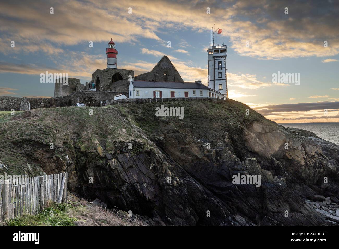 France, Brittany, Plougonvelin. Ruins of the Abbey of Saint Mathieu and ...