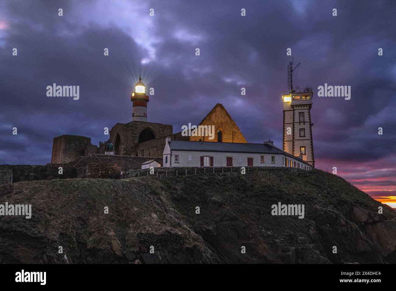 France, Brittany, Plougonvelin. Ruins of the Abbey of Saint Mathieu and ...