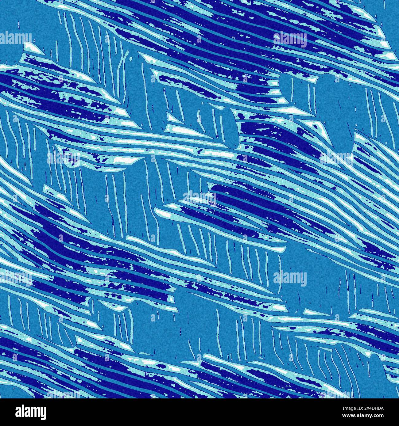 Summer blue dyed wave water pattern with broken linear stripe effect ...