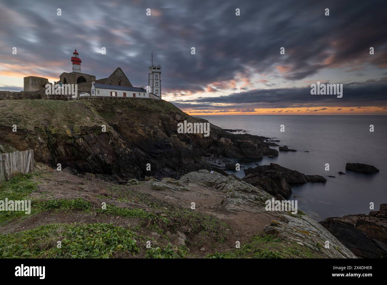 France, Brittany, Plougonvelin. Ruins of the Abbey of Saint Mathieu and ...