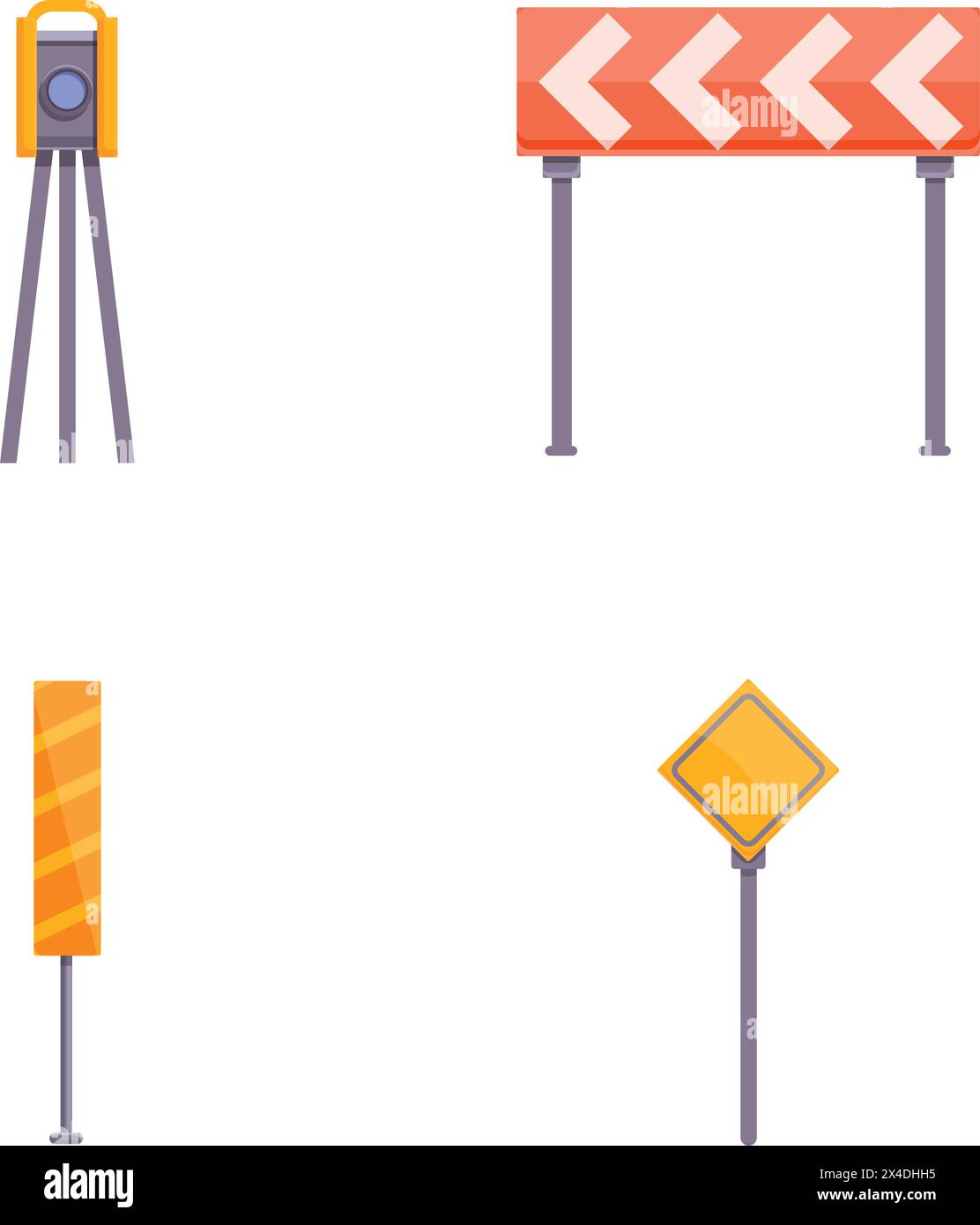 Road reconstruction icons set cartoon vector. Equipment for road repair ...
