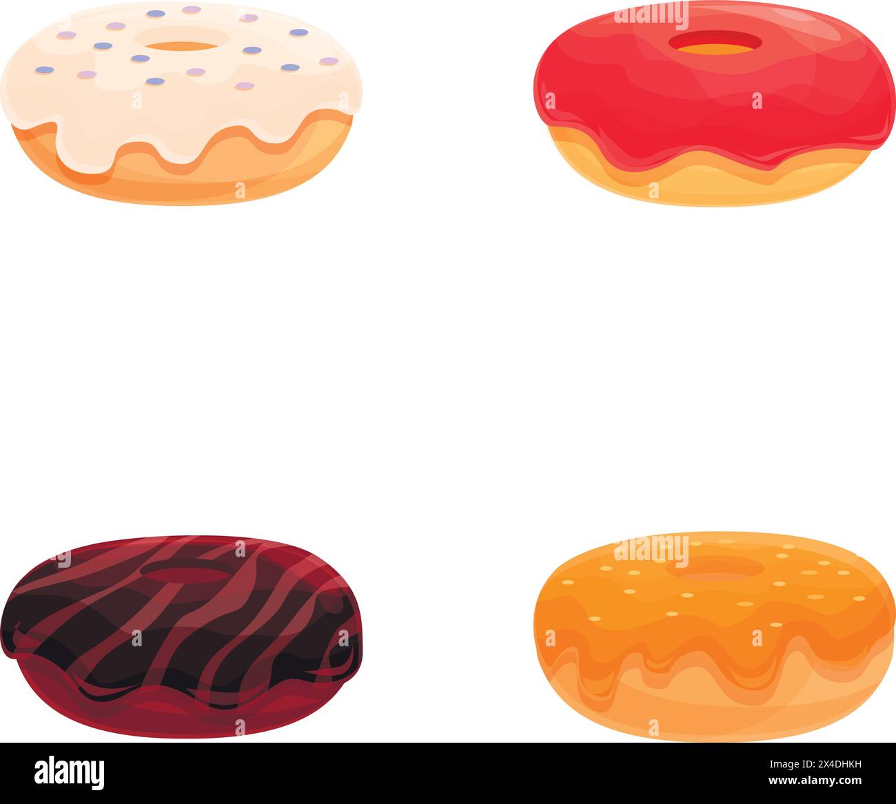 Glazed donut icons set cartoon vector. Various colorful sweet donut ...