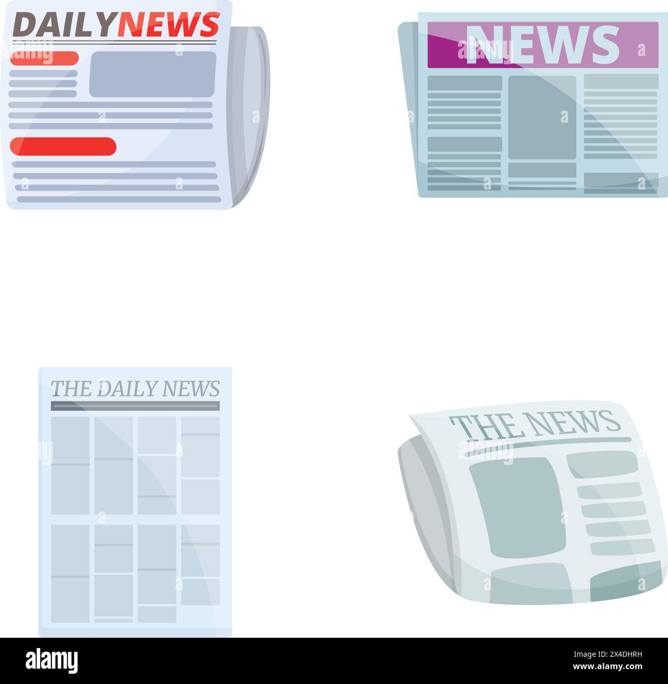 Daily news icons set cartoon vector. Newspaper with various heading ...