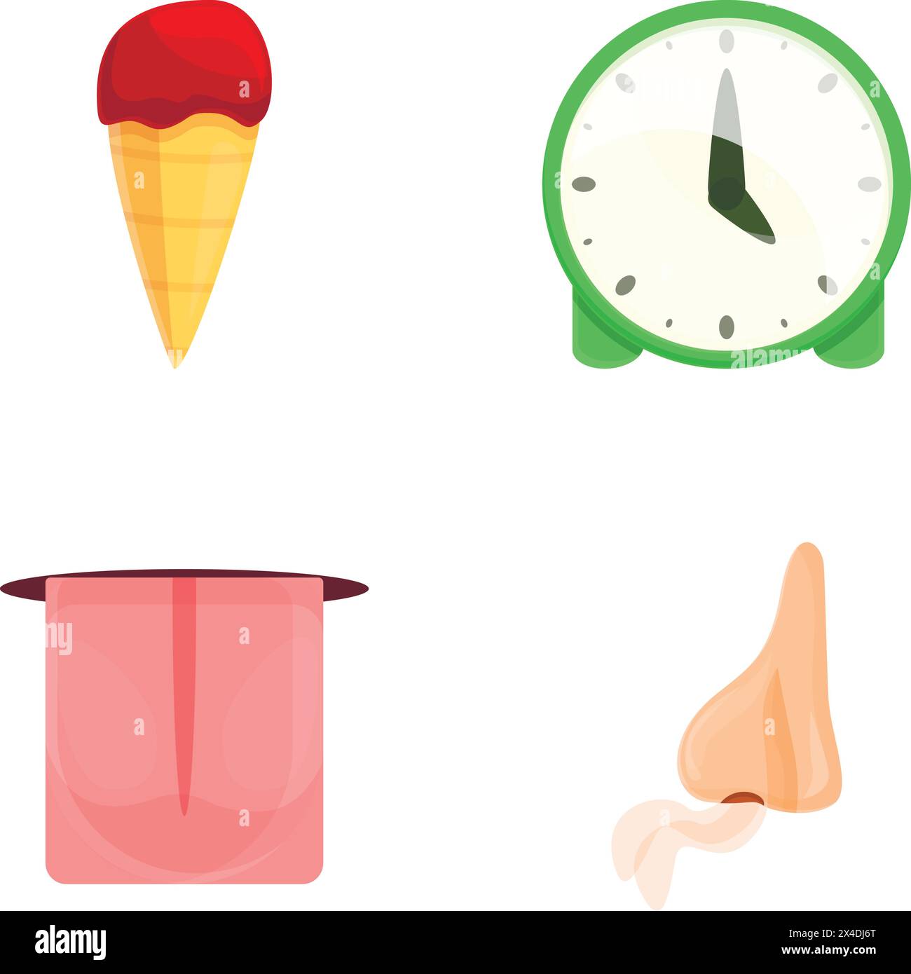 Senses icons set cartoon vector. Human perception element. Taste and ...