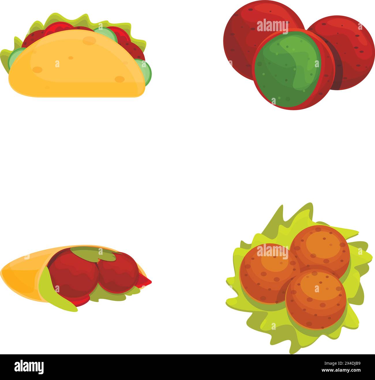 Fresh falafel icons set cartoon vector. Falafel full of meat and fresh ... Fresh falafel icons set cartoon vector. Falafel full of meat and fresh ...