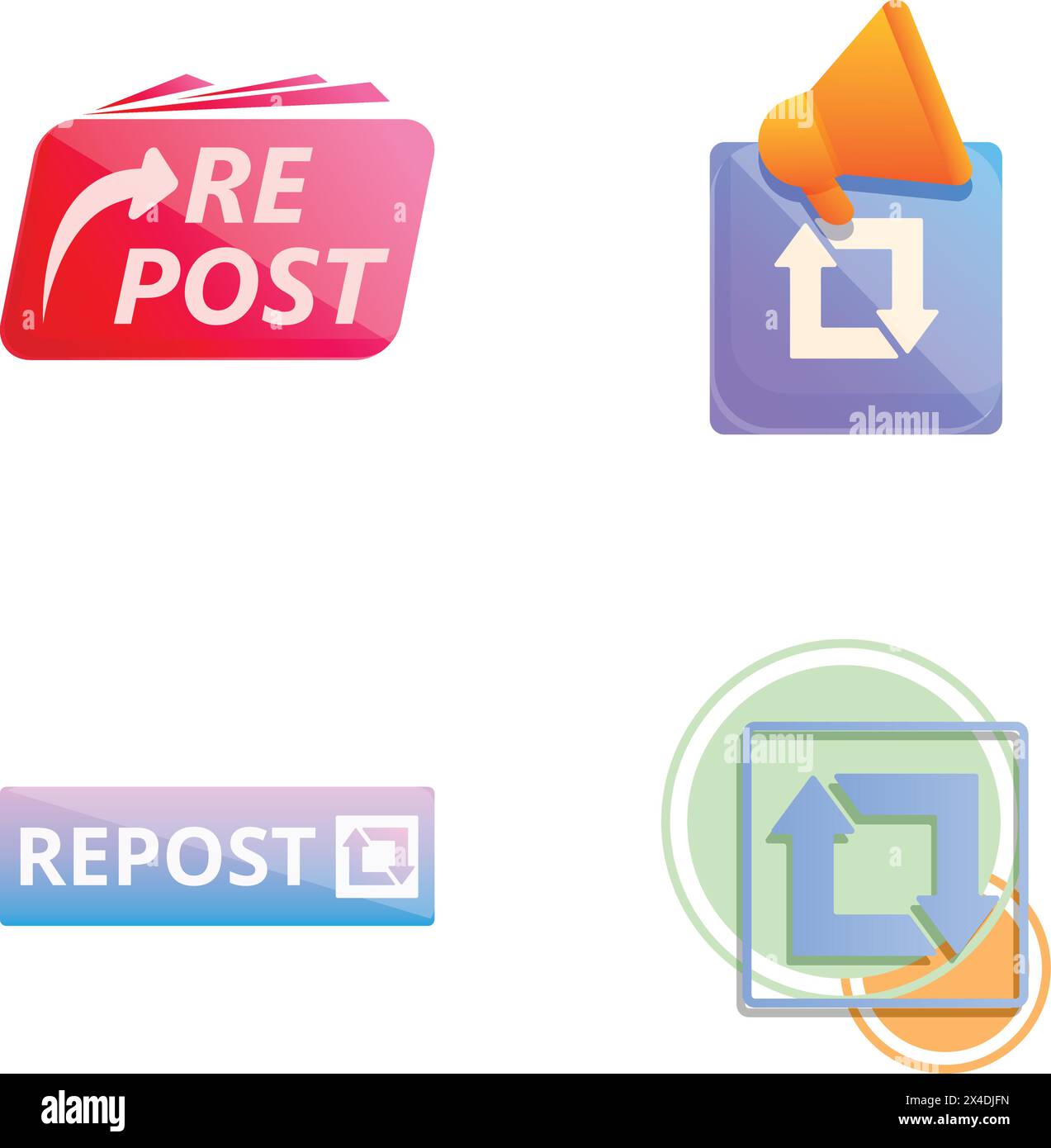 Repost symbol icons set cartoon vector. Retweet, repost and share ...