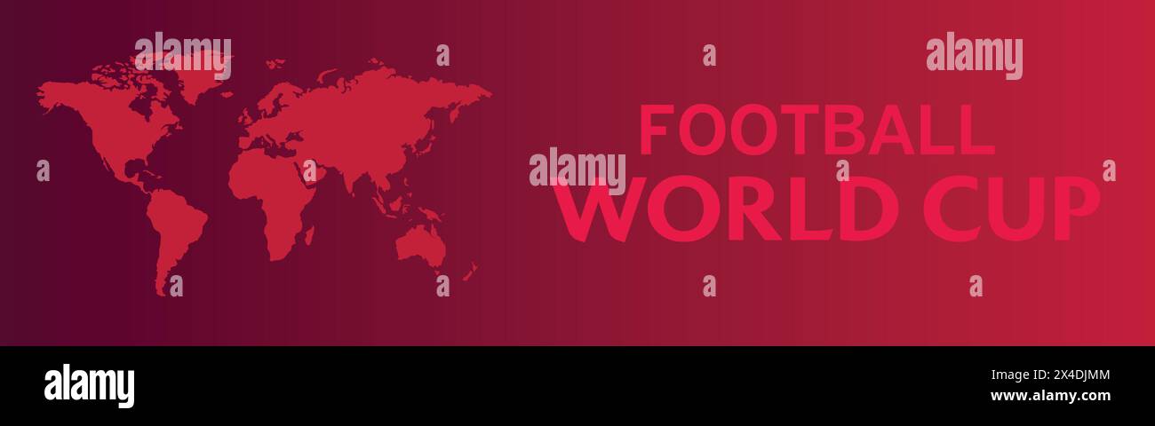 Football World Cup with World Map with Red Background, Vector ...