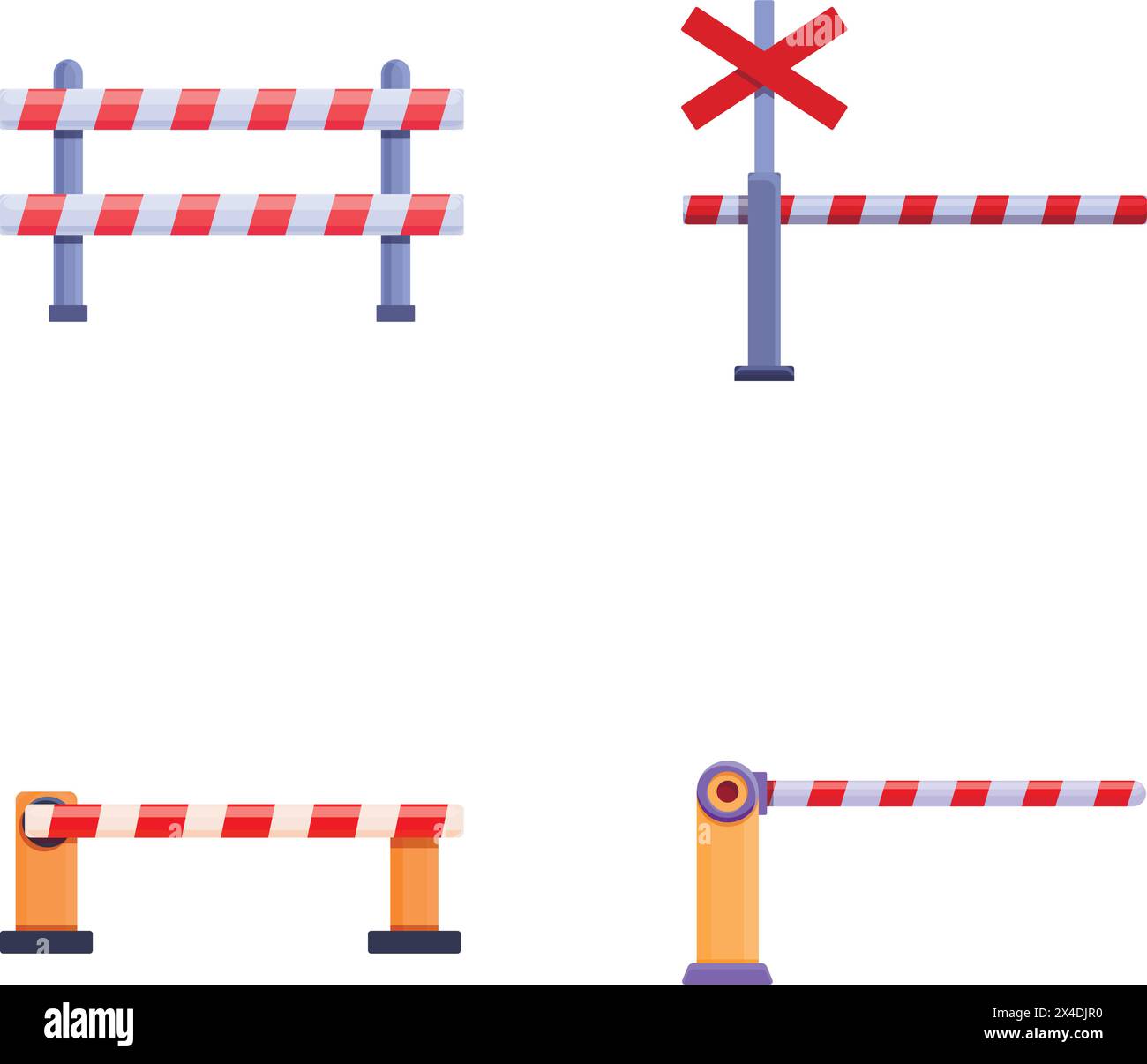 Railroad crossing icons set cartoon vector. Open and closed railway ...