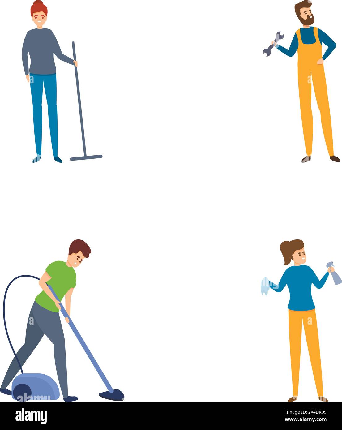 Maintenance personnel icons set cartoon vector. People in uniform with ...