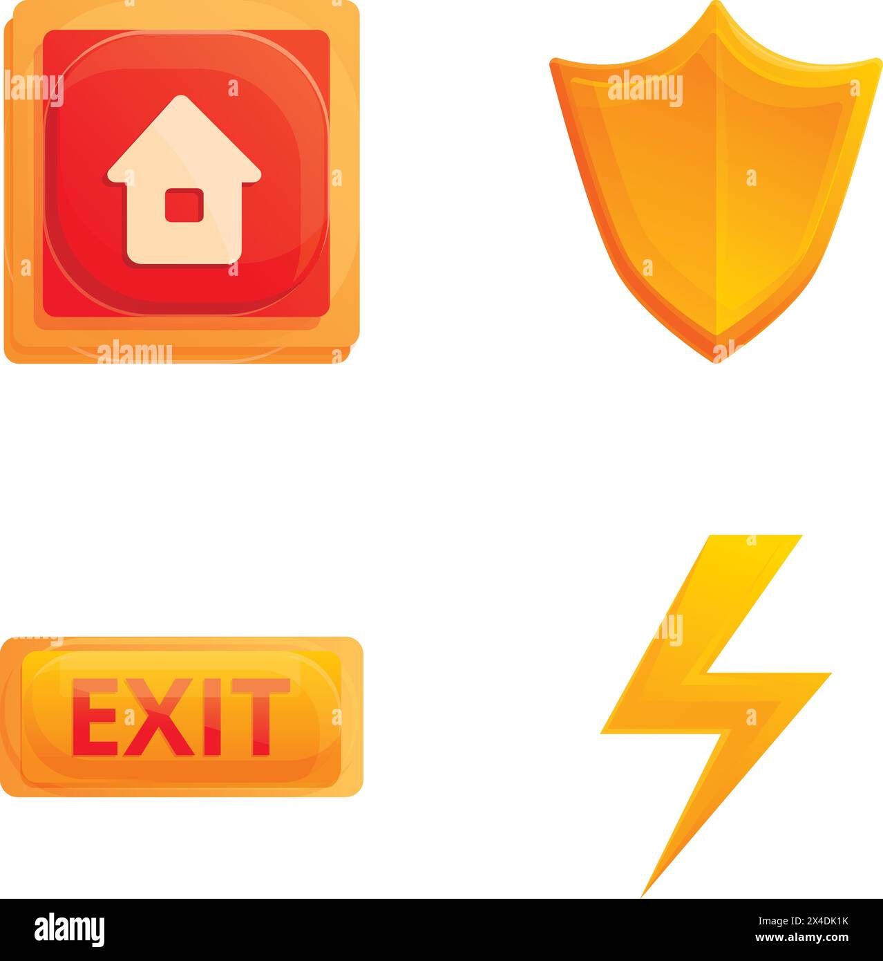 Defense icons set cartoon vector button for home hi-res stock ...