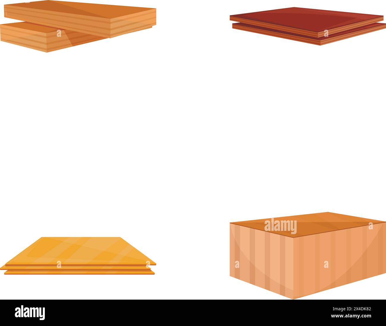 Wooden plank icons set cartoon vector. Timber plank such as parquet and ...