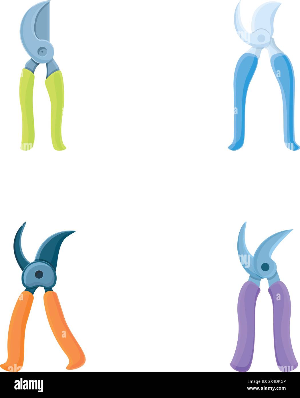 Secateurs icons set cartoon vector. Various colorful garden secateurs ...