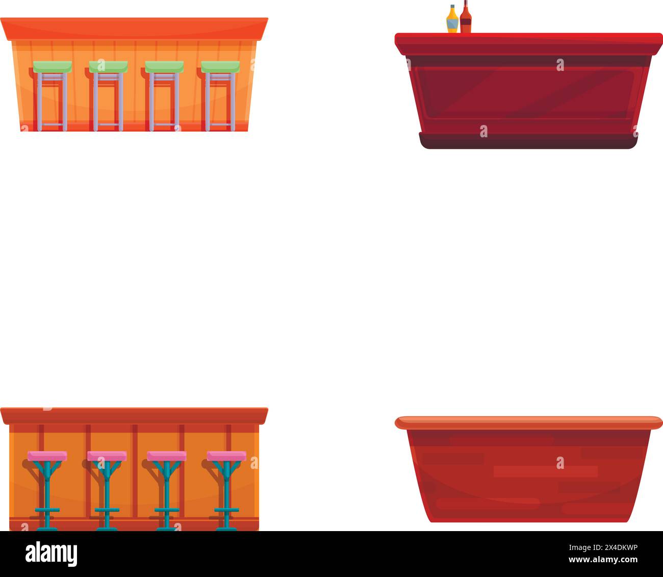 Bar furniture icons set cartoon vector. Various bar counter and high ...
