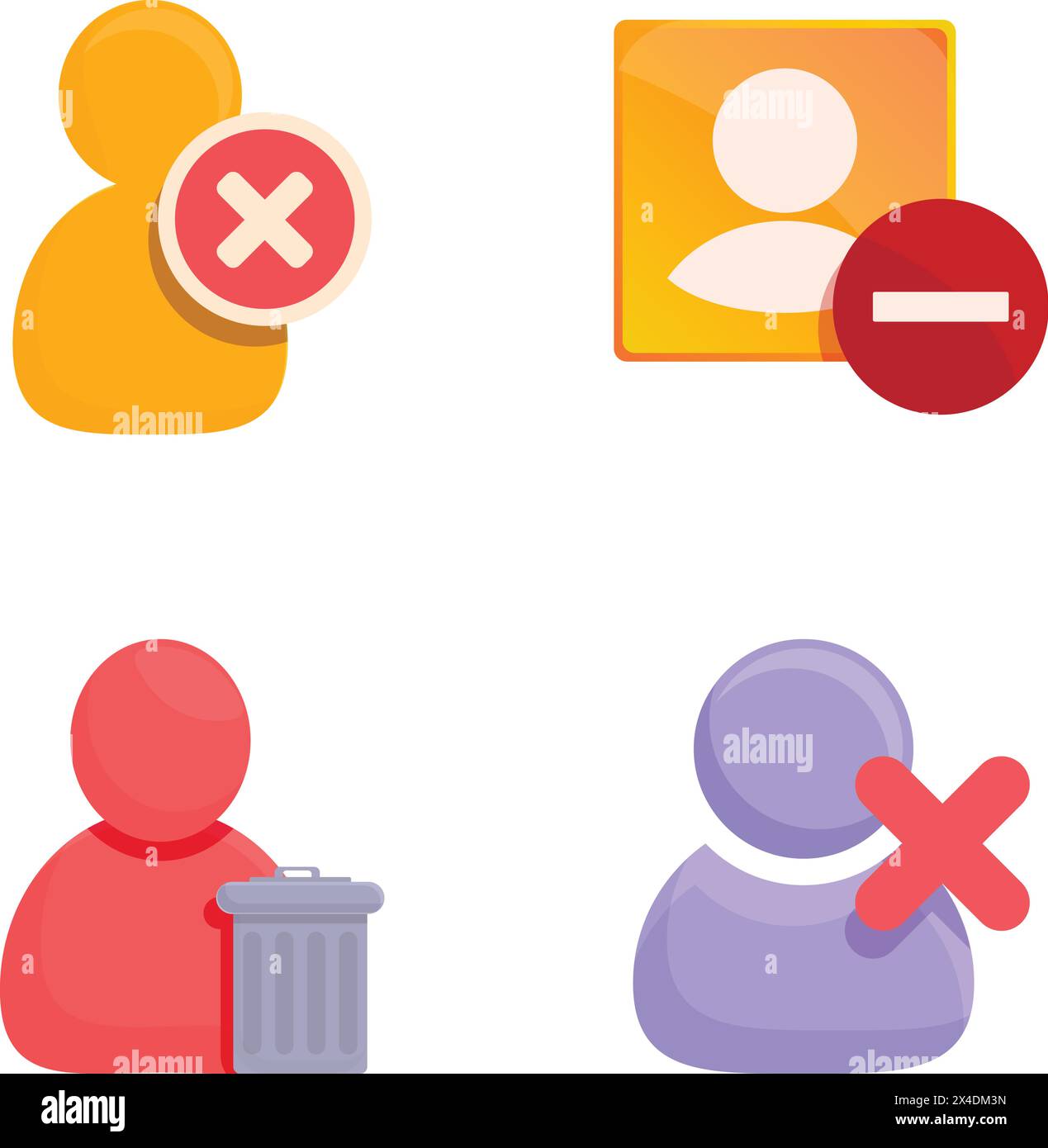 Remove account icons set cartoon vector. Account cannot be accessed or ...