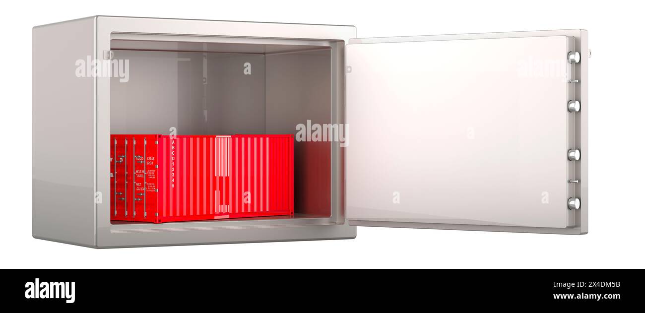 Cargo container inside safe box. Insurance and protect freight ...
