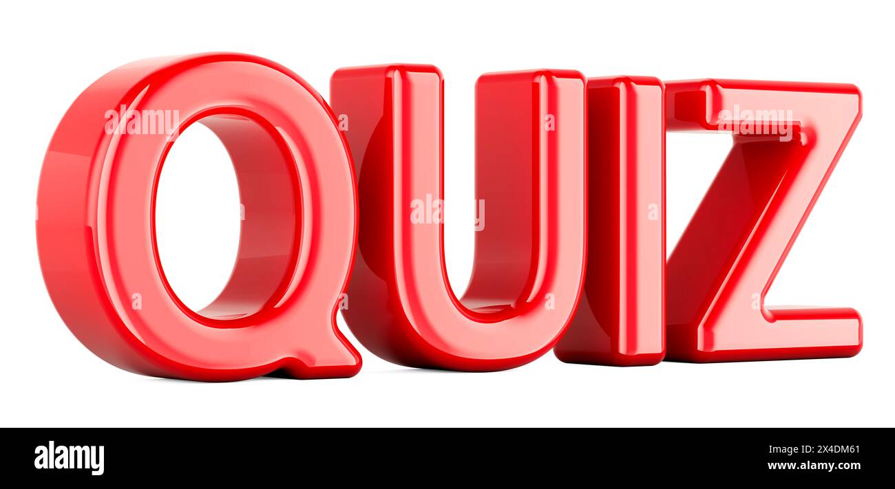 QUIZ, red inscription. 3D rendering isolated on white background Stock ...