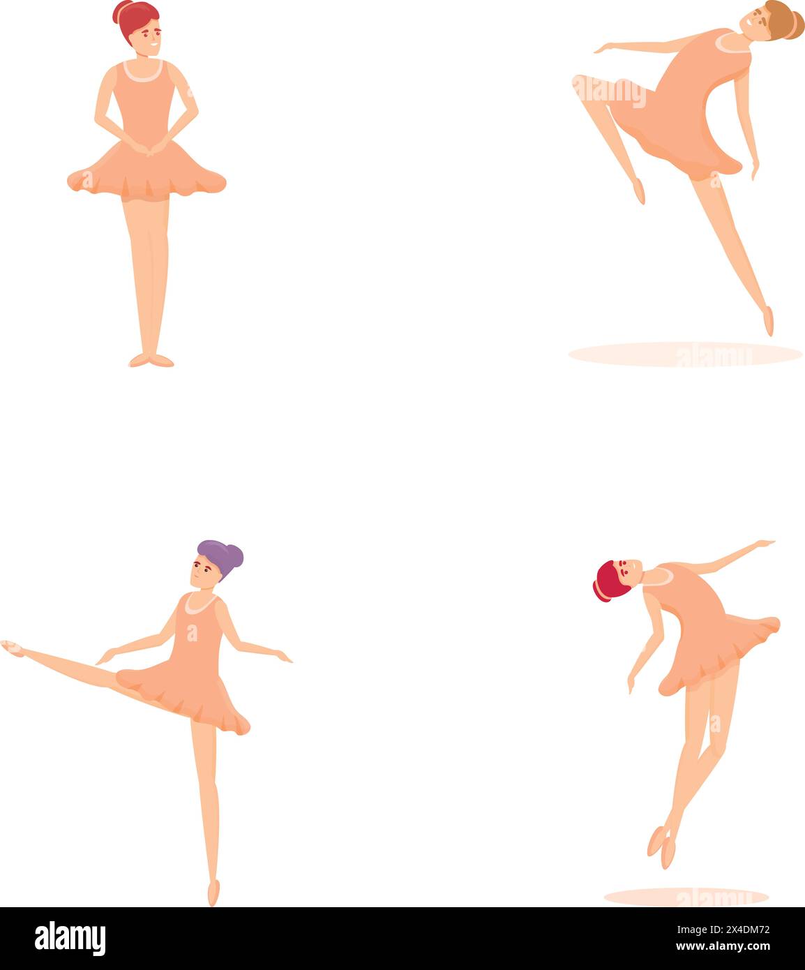 Ballerina icons set cartoon vector. Ballerina dancer in beautiful pose ...